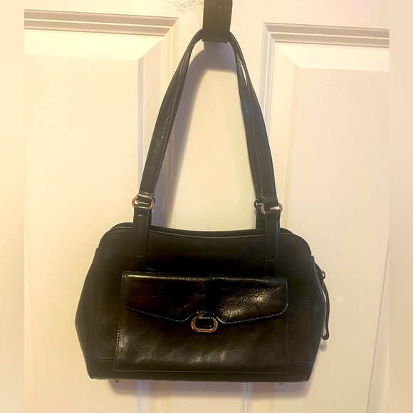 Monsac | Bags | Monsac Leather Shoulder Bag Clutch Purse Black Pockets ...